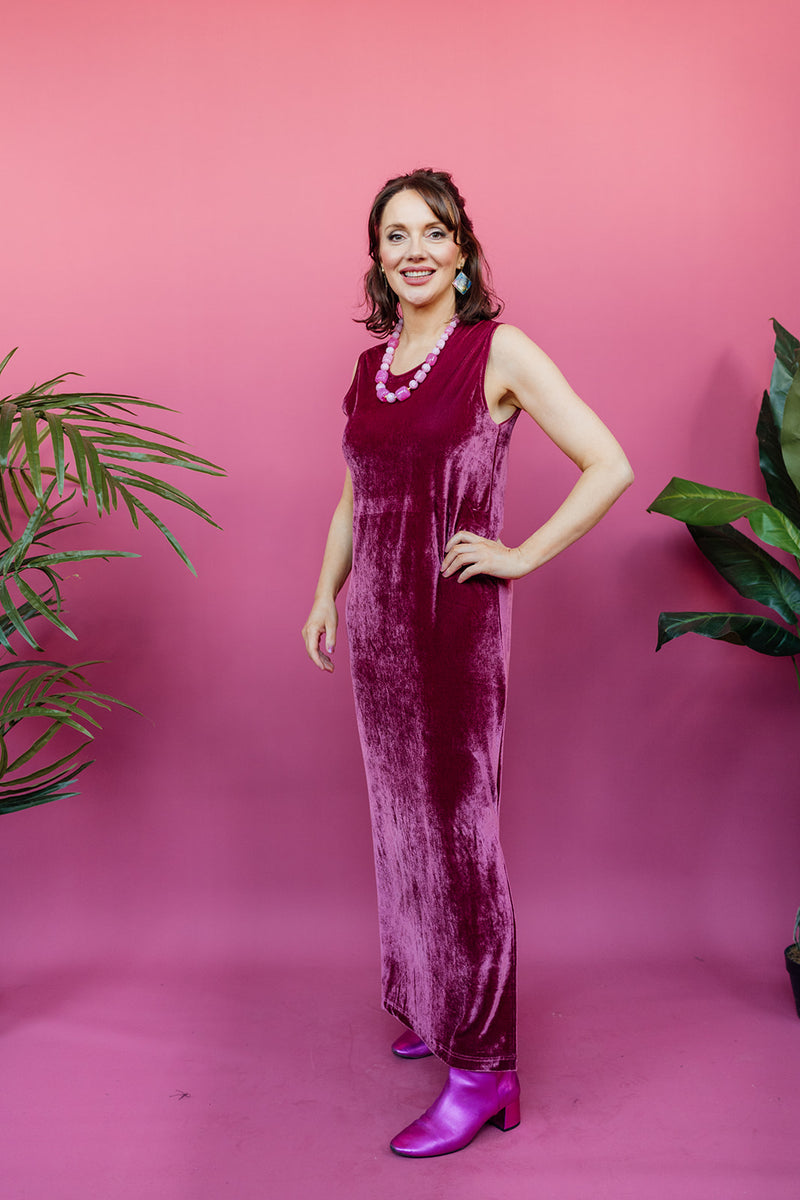 Velvet Maxi Dress in Dusty Rose – Megan Crook Textiles